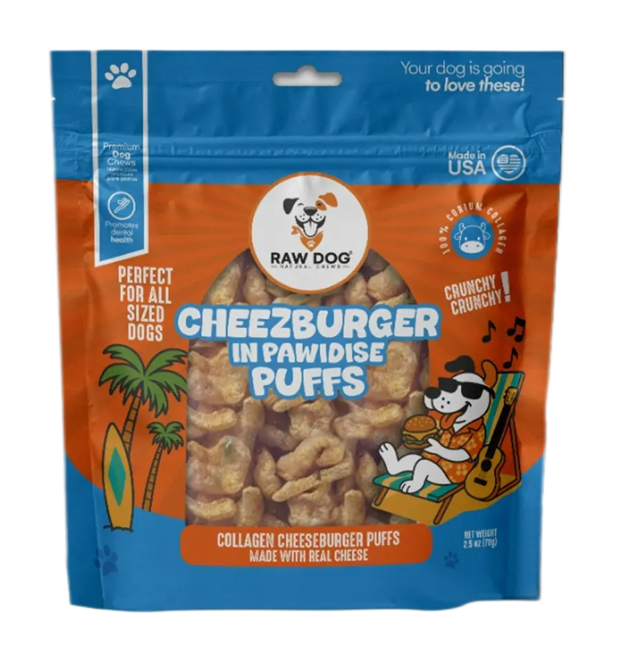 Crispy Collagen CheezBurger Puffs (2.5oz bag) | Raw Dog Chews